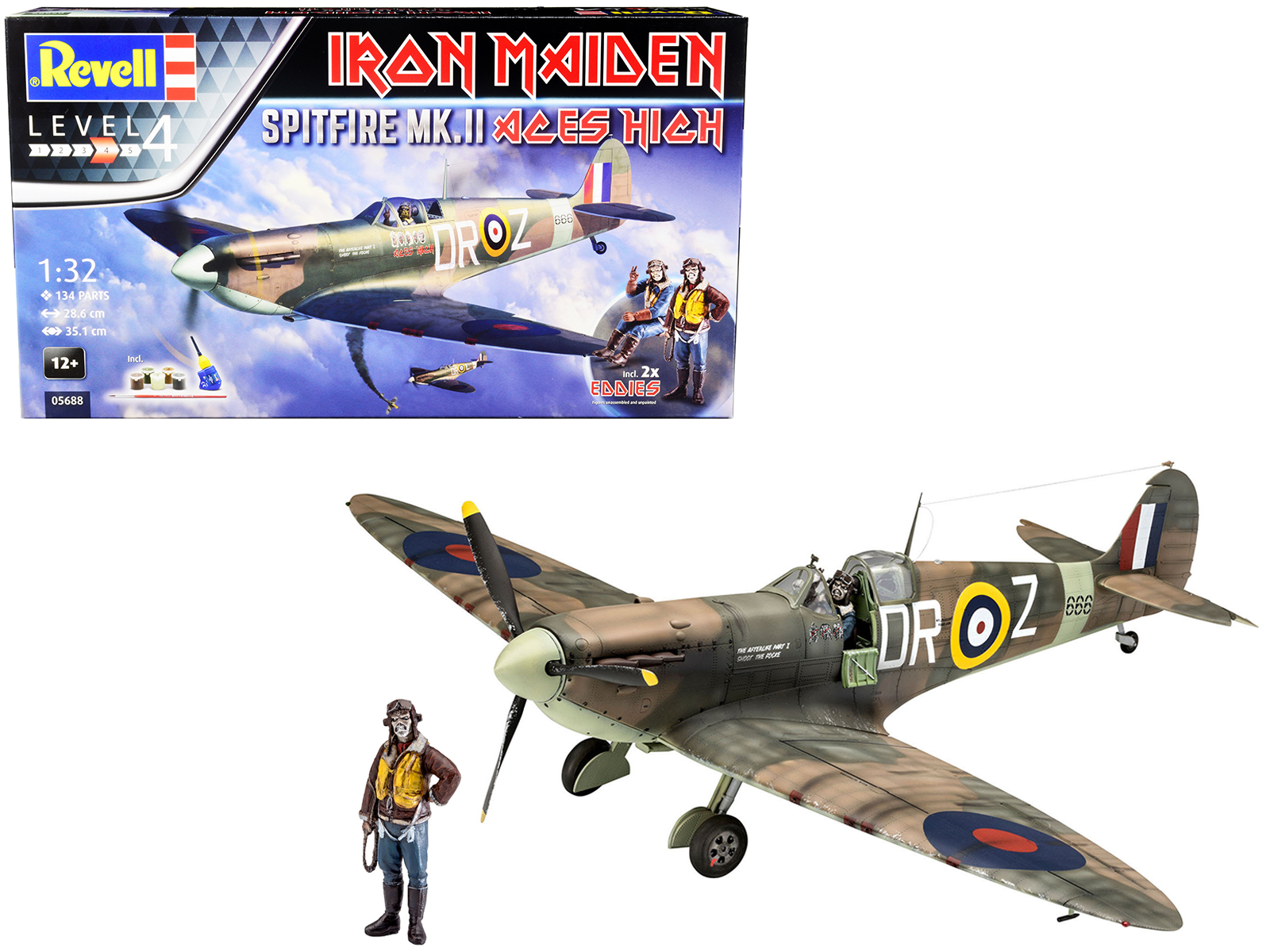 1/32 Scale Model Kit Spitfire MK. II Fighter Plane - Iron Maiden Aces ...
