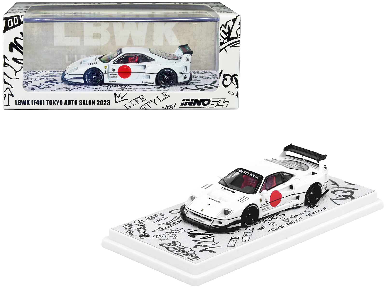 LBWK (Liberty Walk) F40 White with Graphics "Tokyo Auto Salon 2023" 1/ ...
